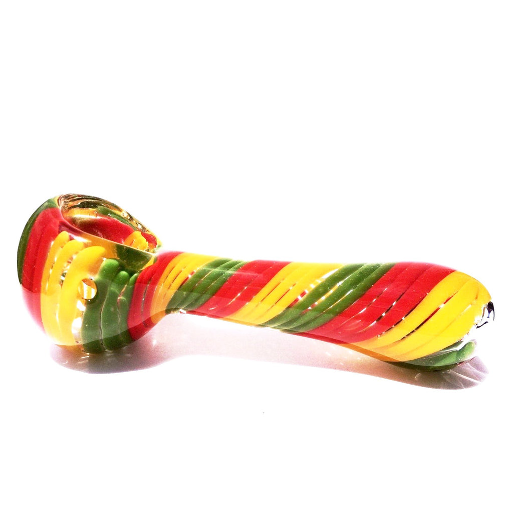 Rasta Swirl Glass Pipe 4" - Kings Pipes