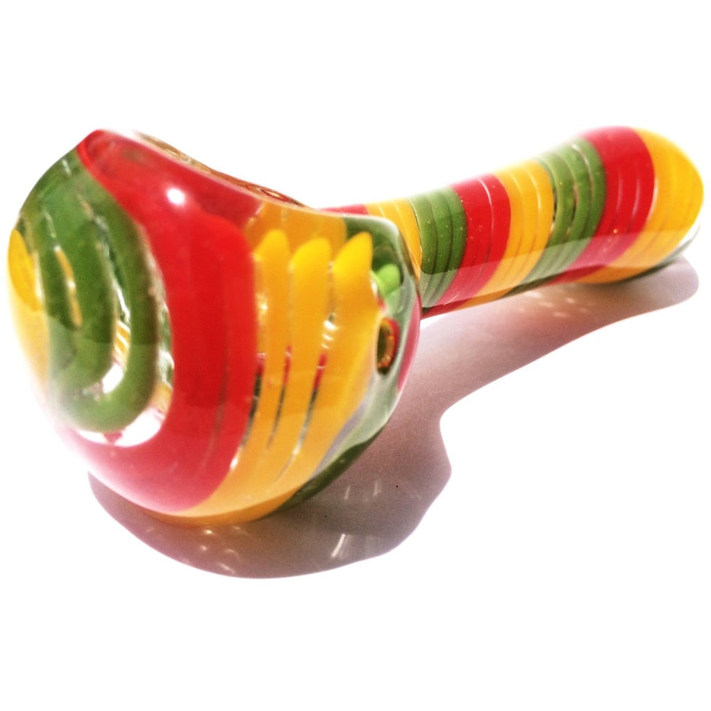 Rasta Swirl Glass Pipe 4" - Kings Pipes