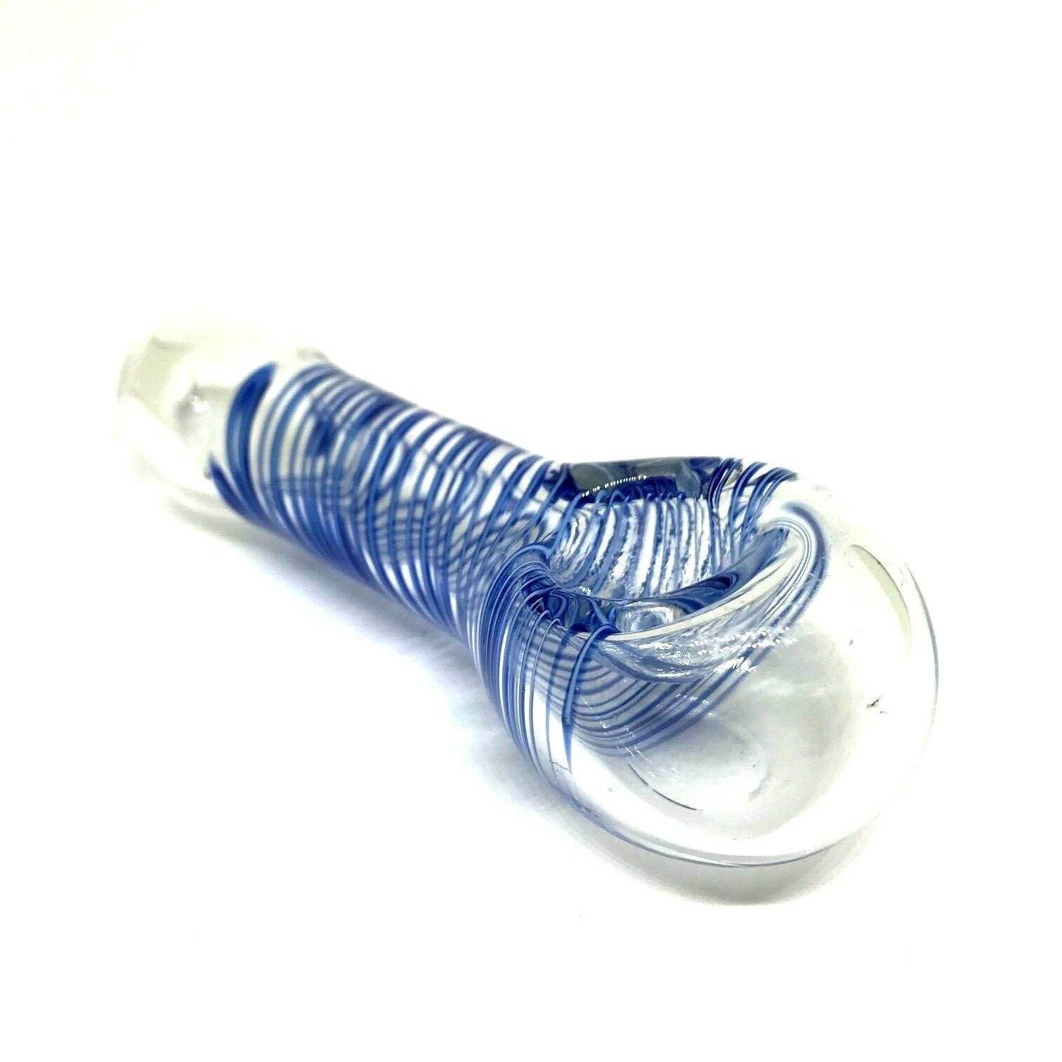 Blue Swirl Spoon Glass Pipe - Kings Pipes