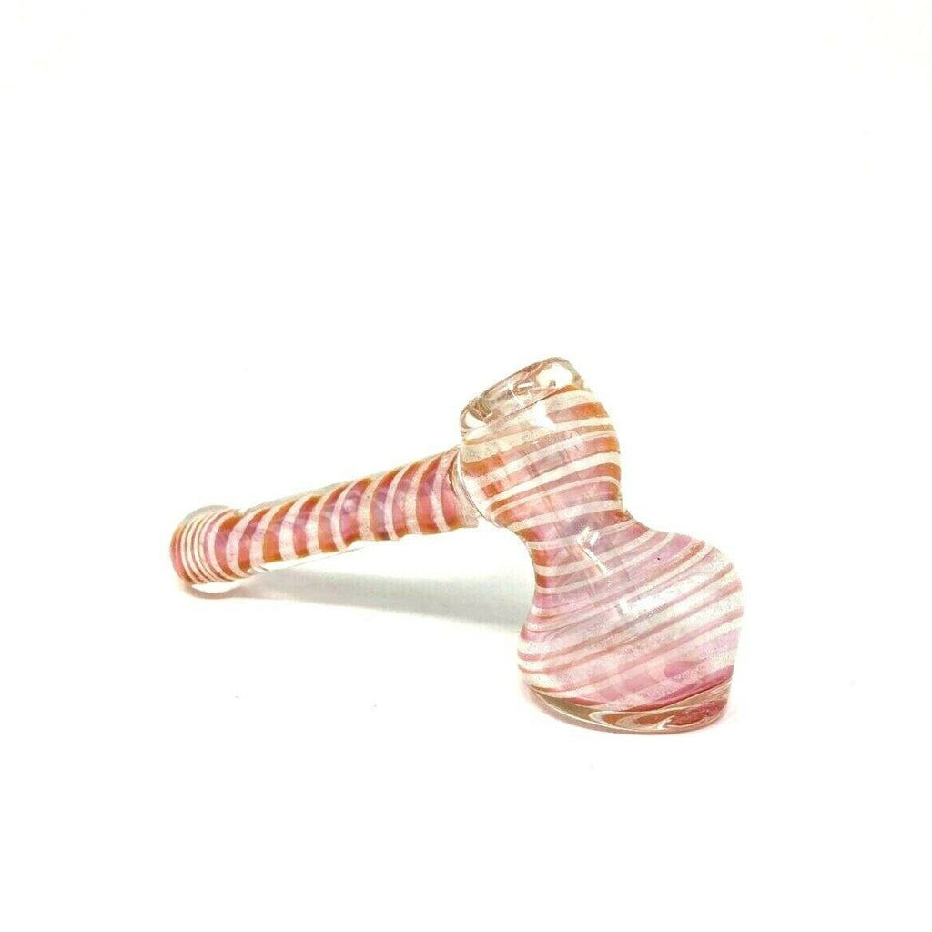 Glow In The Dark Hammer Bubbler - Pink Swirl - Kings Pipes