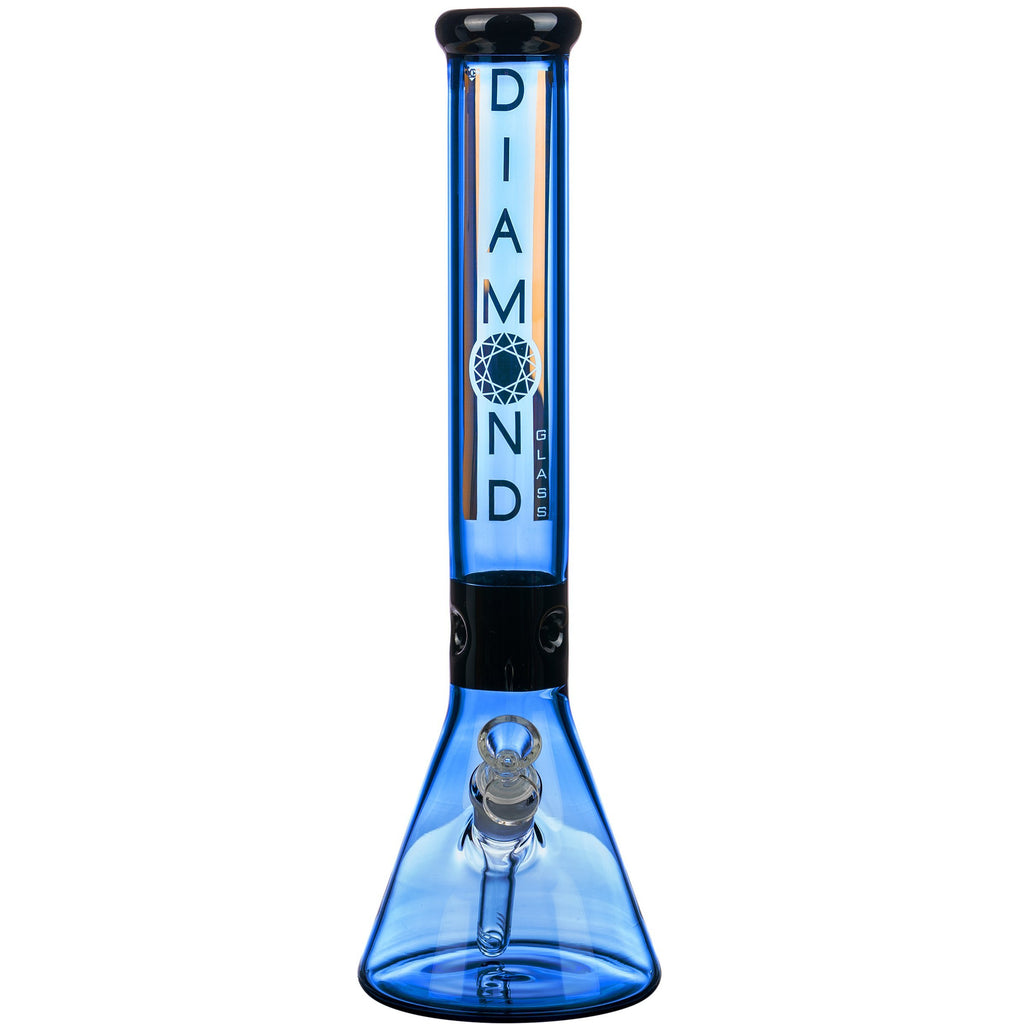 Diamond Glass 15" Black Collared Beaker Bong - Kings Pipes