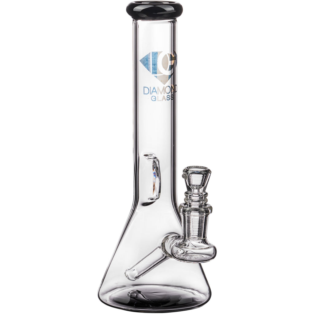 Diamond Glass Fixed Down Stem Mini Beaker Bong 8" - Kings Pipes