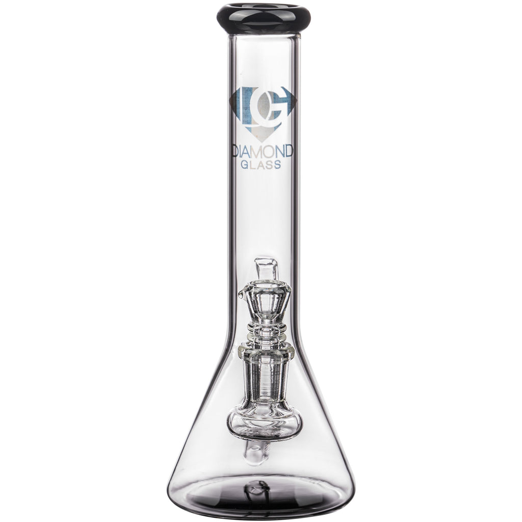 Diamond Glass Fixed Down Stem Mini Beaker Bong 8" - Kings Pipes
