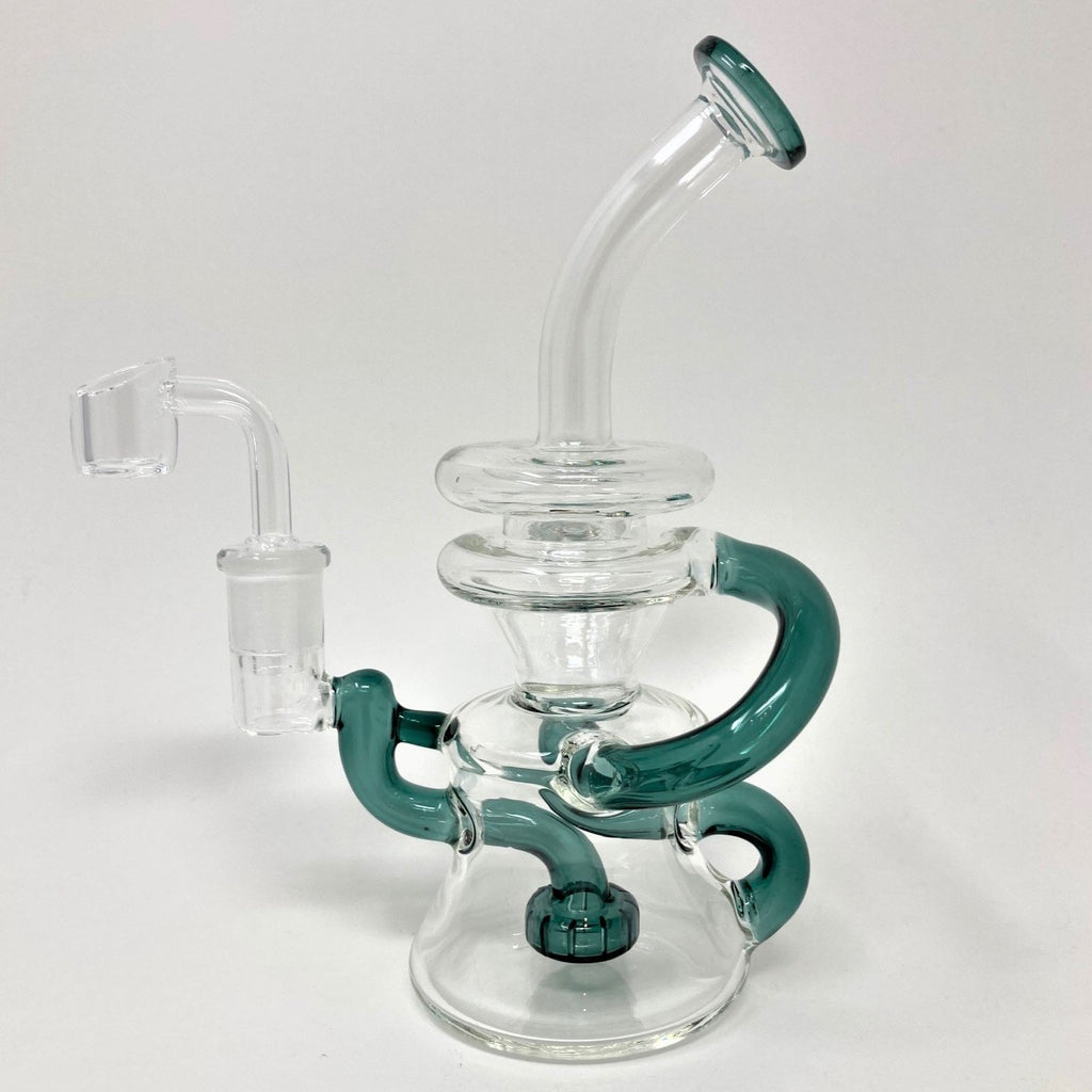 7" Glass Shower Head Double Recycler Dab Rig - Kings Pipes