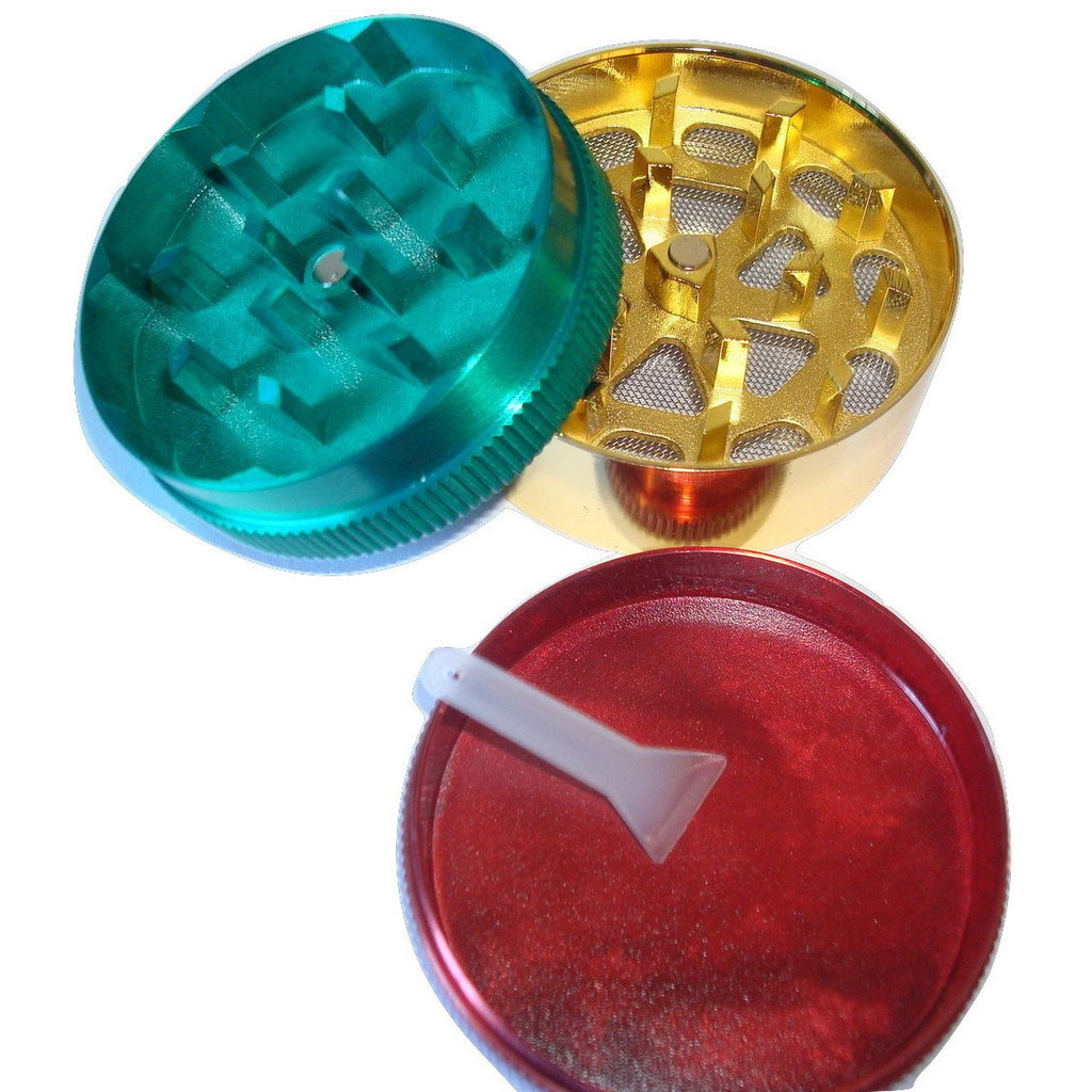 3 Piece Rasta Grinder - 2" - Kings Pipes