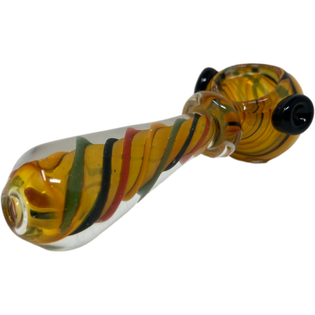 Rasta Stripe Glass Pipe 4" - Kings Pipes