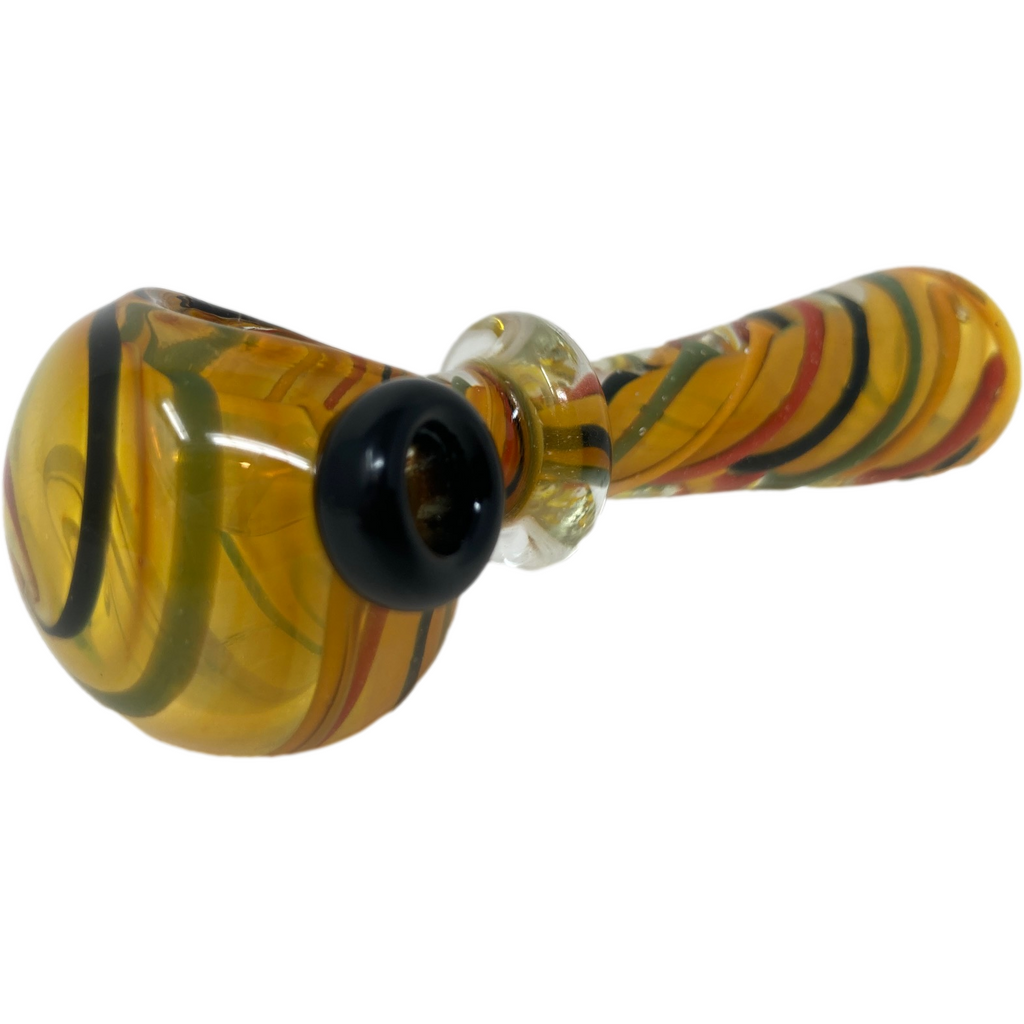 Rasta Stripe Glass Pipe 4" - Kings Pipes