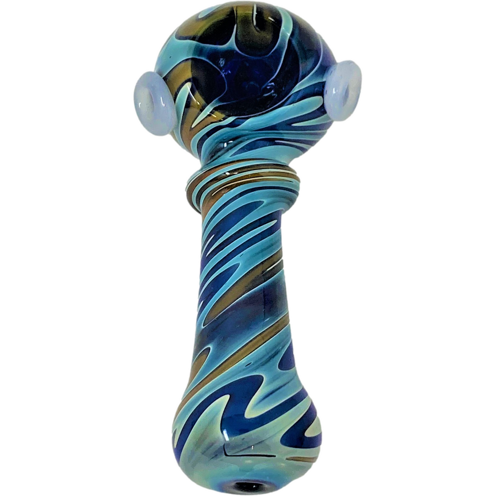 Blue/Green Swirl Glass Pipe - Kings Pipes